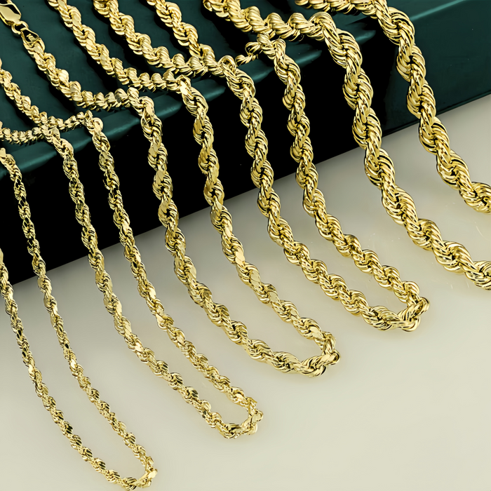 Diamond-Cut 14K Gold Rope Chain | 2mm - 6mm High Shine | Guto