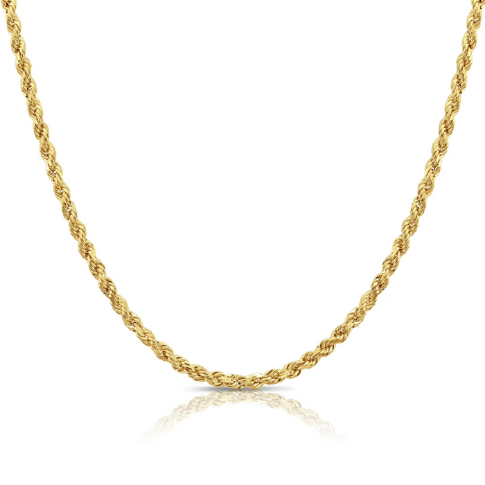 Diamond-Cut 14K Gold Rope Chain | 2mm - 6mm High Shine | Guto